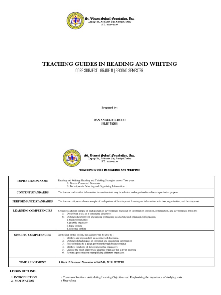 Grade 11 Reading and Writing Guide | PDF | Brainstorming | Rubric ...