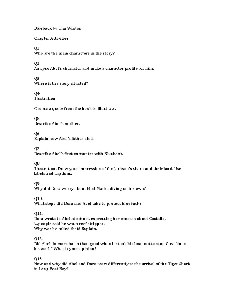 Blueback by Tim Winton | PDF