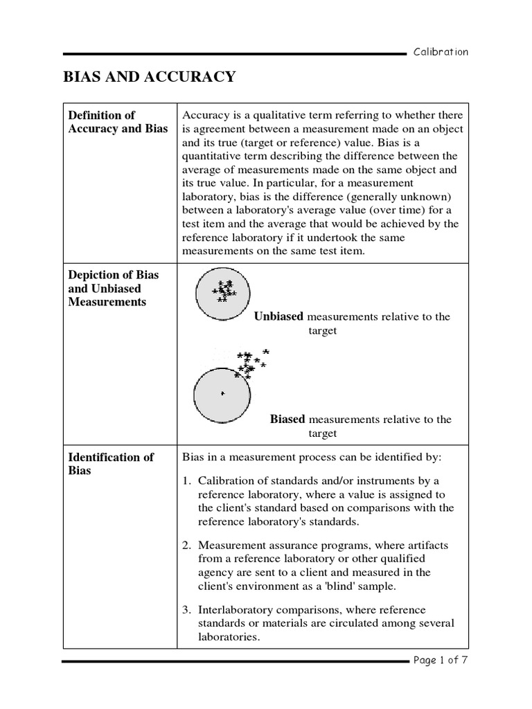 Bias and Accuracy Definition PDF | PDF | Calibration | Accuracy And ...