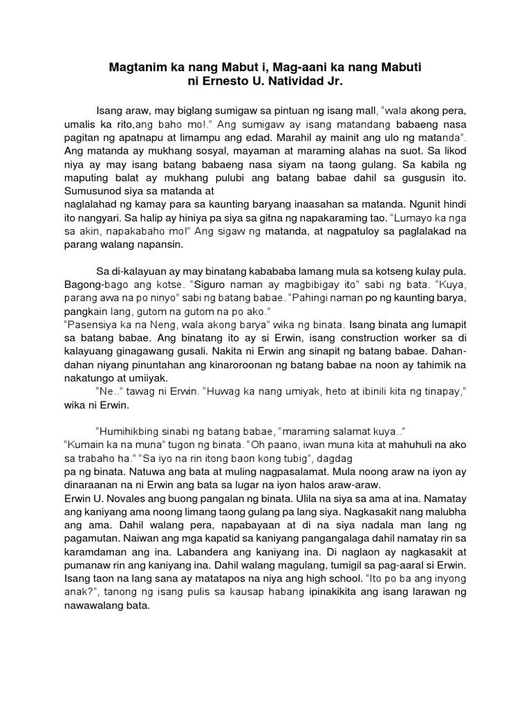 Magtanim Ka Nang Mabuti, Aani Ka Nang Mabuti | PDF
