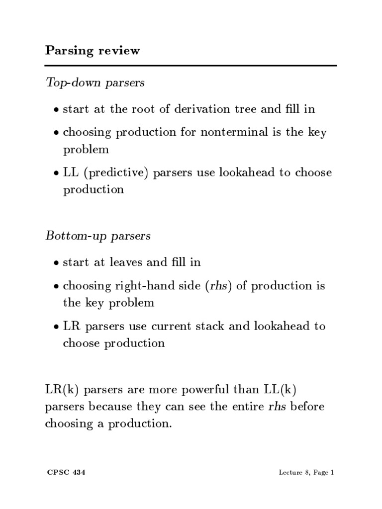 Lec 8 | PDF | Parsing | Implementation