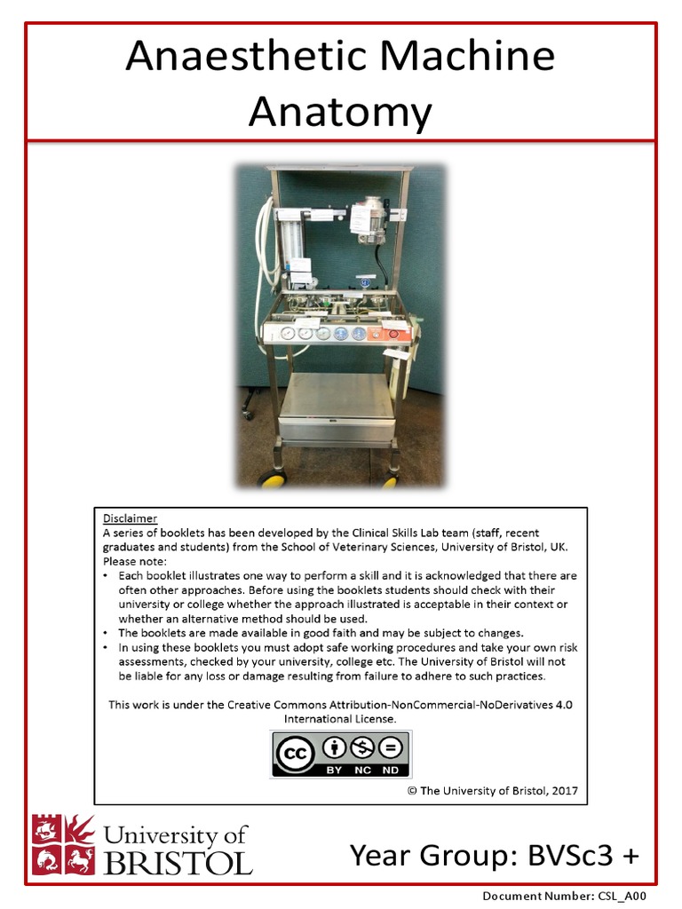 Anatomy of the Anaesthetic Machine | PDF | Nitrous Oxide | Valve