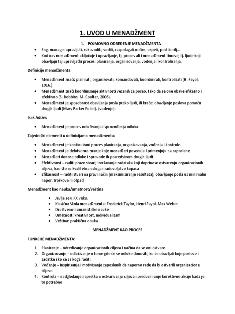 Menadzment 1 | PDF