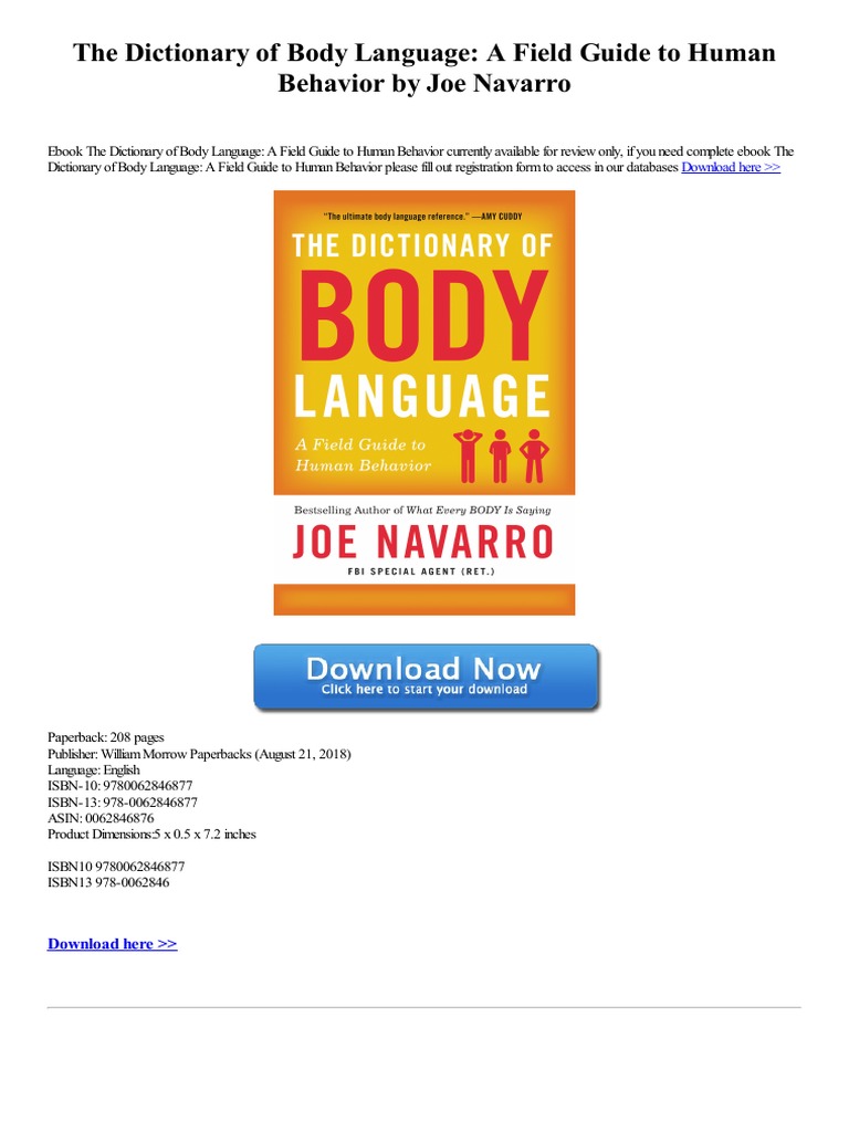 The Dictionary of Body Language A Field Guide To Human Behavior | PDF ...