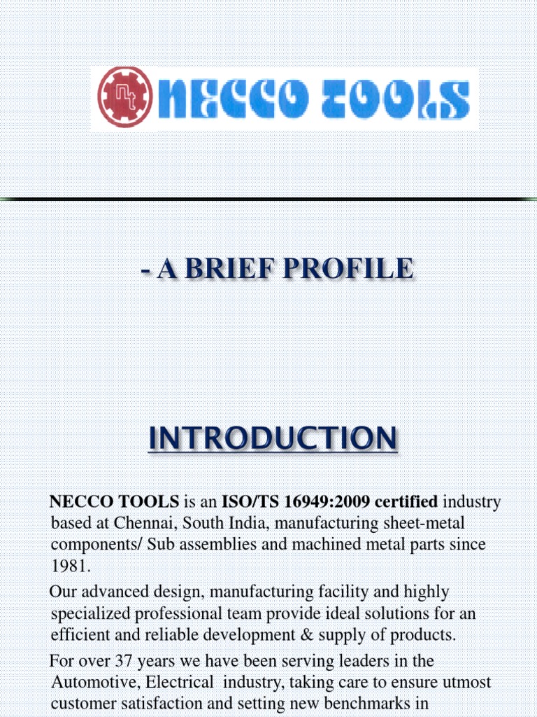 Necco Tools Profile - 2018 | PDF | Grinding (Abrasive Cutting ...