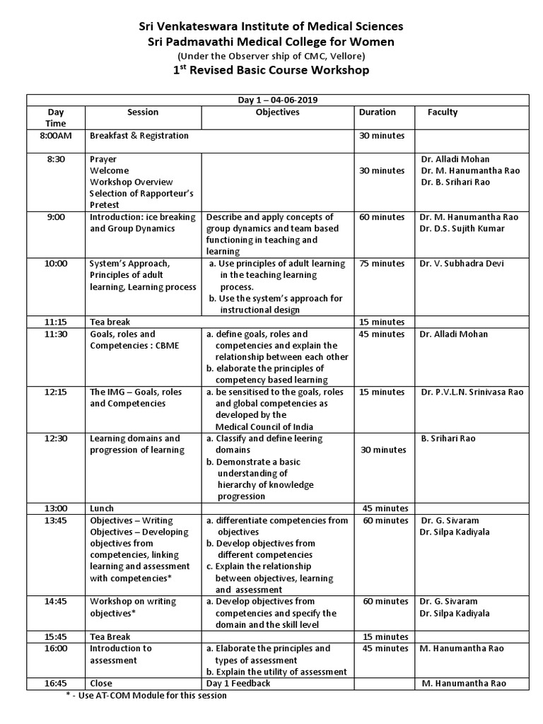 RBCW Programme Schedule June 2019 | PDF | Learning | Cognition