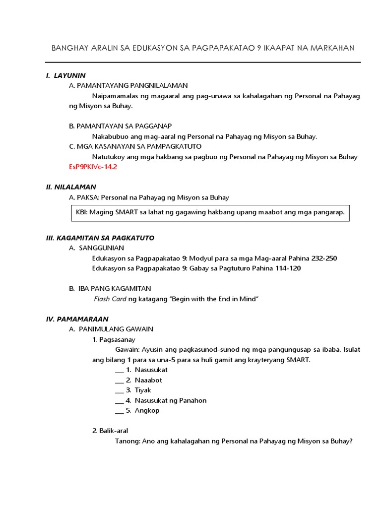 Esp Lesson Plan | PDF