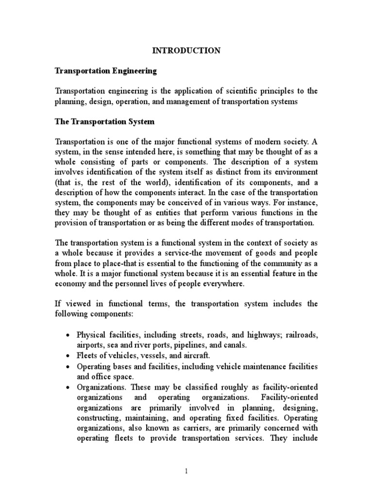 1 Introduction To Transportation Engineering 1 | Download Free PDF ...