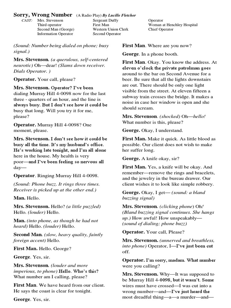 Sorry, Wrong Number | PDF | Telephone Call | Telephony