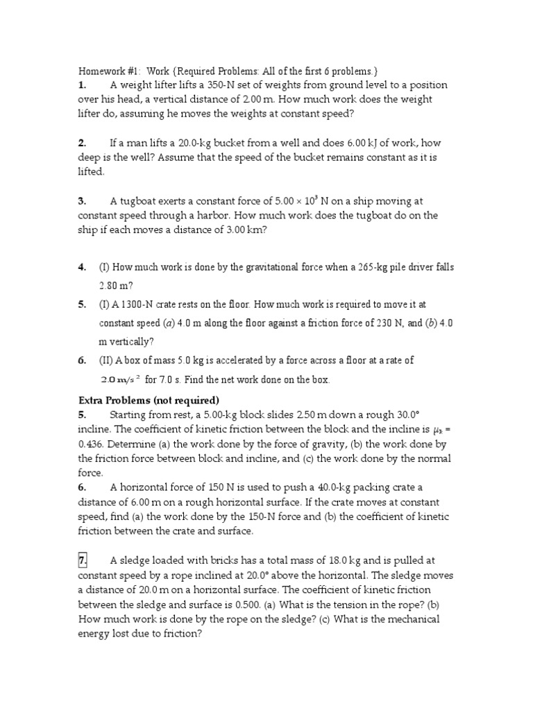 Work Problems: Calculating Work Done by Various Forces on Objects in ...