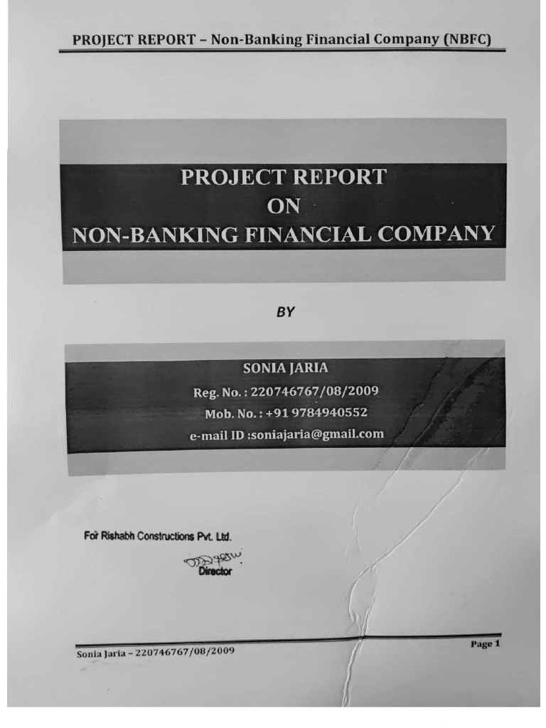 NBFC Project Report by MS. Sonia Jaria | PDF | Non Bank Financial ...