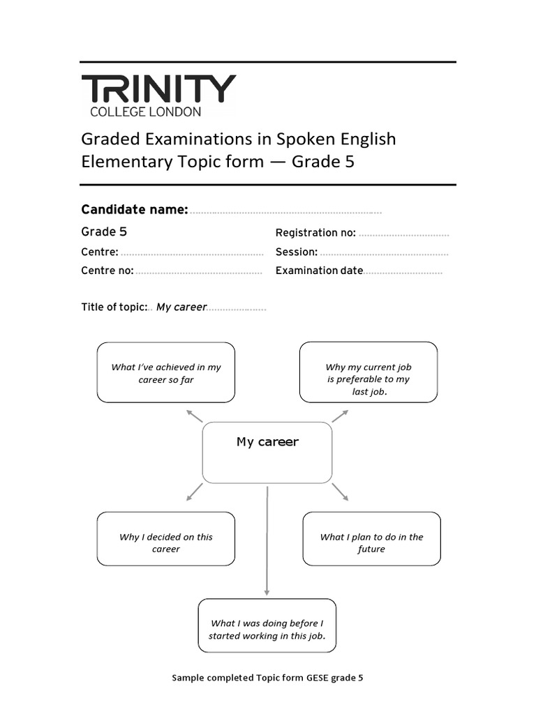 Sample GESE Grade 5 Topic Form PDF | PDF | Career & Growth