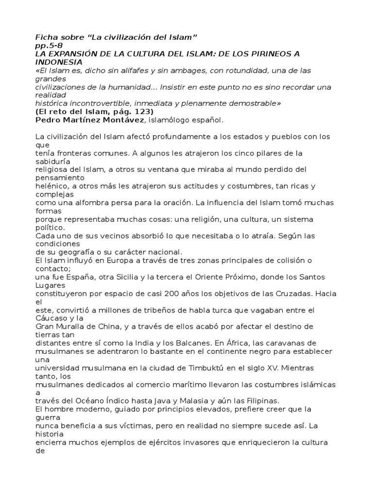 La Civilización Del Islam. Fichas | PDF | España | Civilización