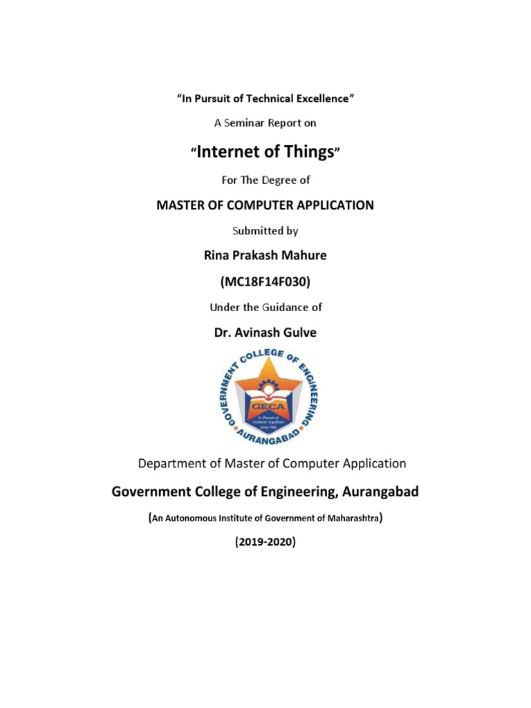IOT Seminar Report | PDF | Internet Of Things | Xml Schema