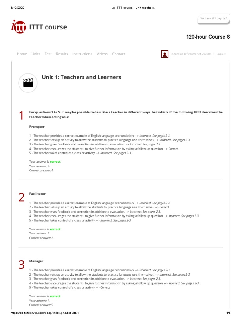 ITTT Course - Unit 1 Results | PDF | Question | English As A Second Or ...