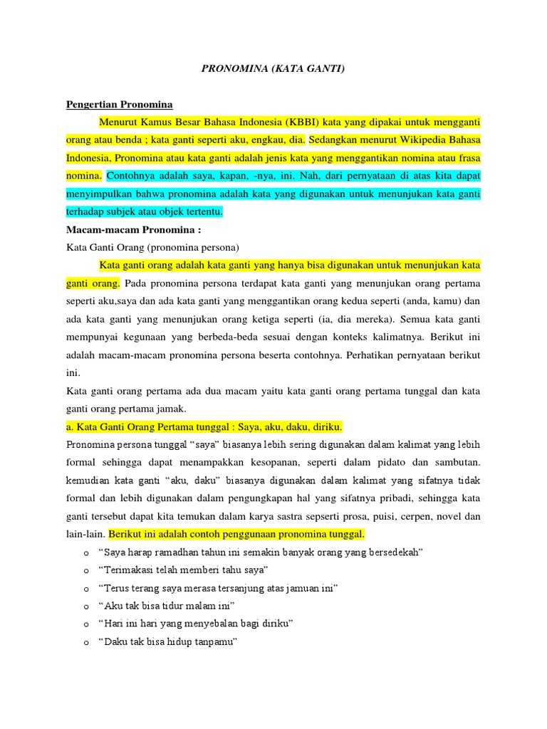 PRONOMINA | PDF | Filsafat | Seni & Disiplin Bahasa