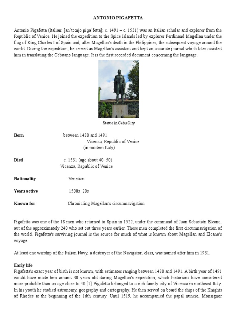 Pigafetta's Chronicle: Documenting Magellan's Historic First ...