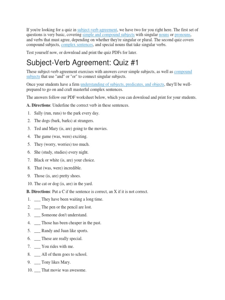 SVA Key | PDF | Grammatical Number | Subject (Grammar)