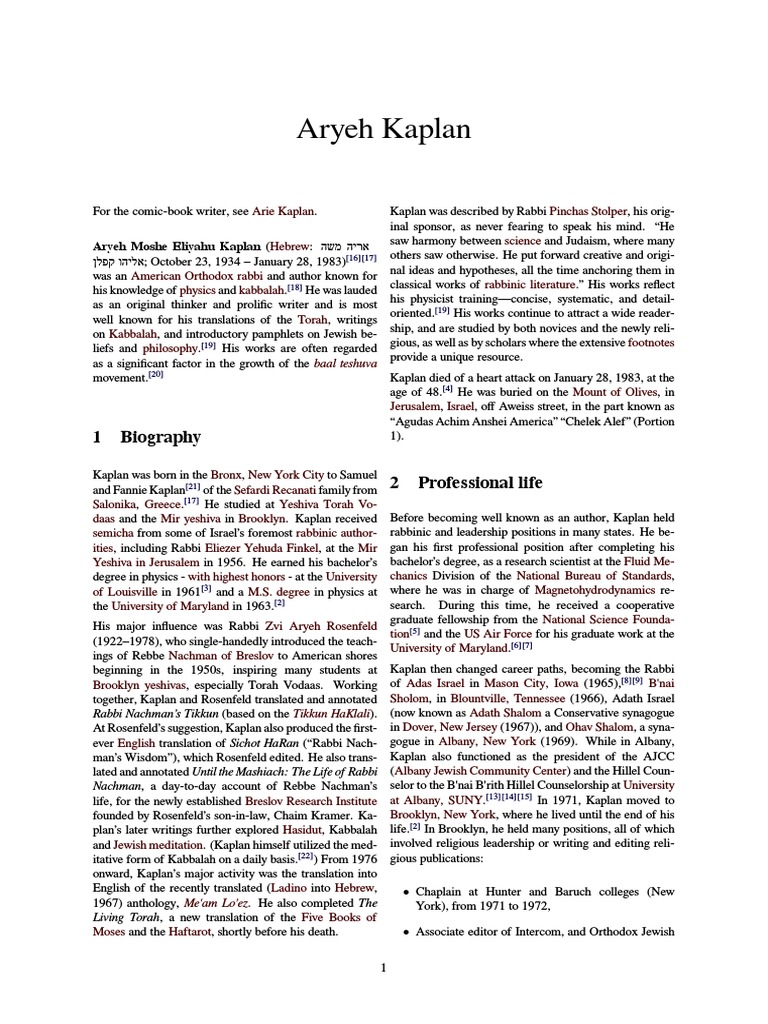 Aryeh Kaplan | PDF | Jews And Judaism | Jewish Behaviour And Experience