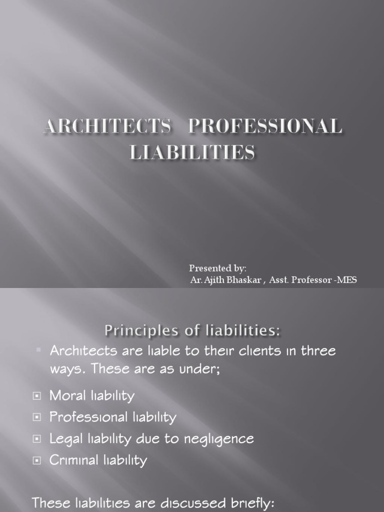 Architect Liability Types and Professional Indemnity Policy | PDF ...