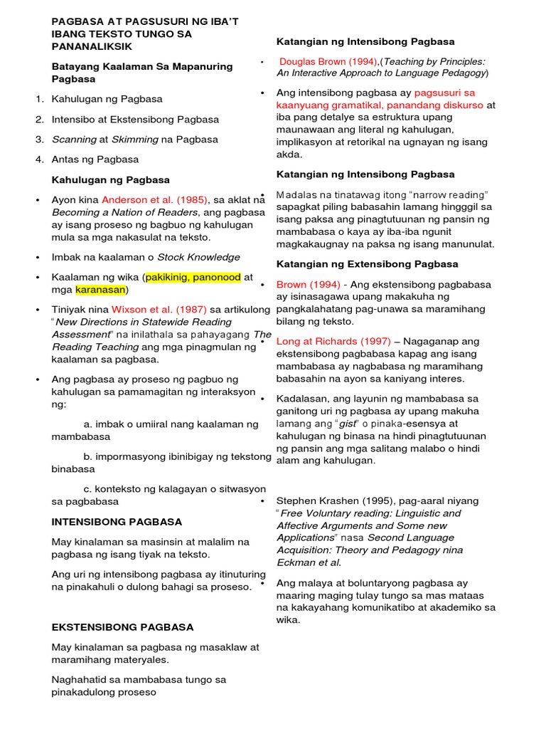 Pagbasa at Pagsusuri NG Iba | PDF