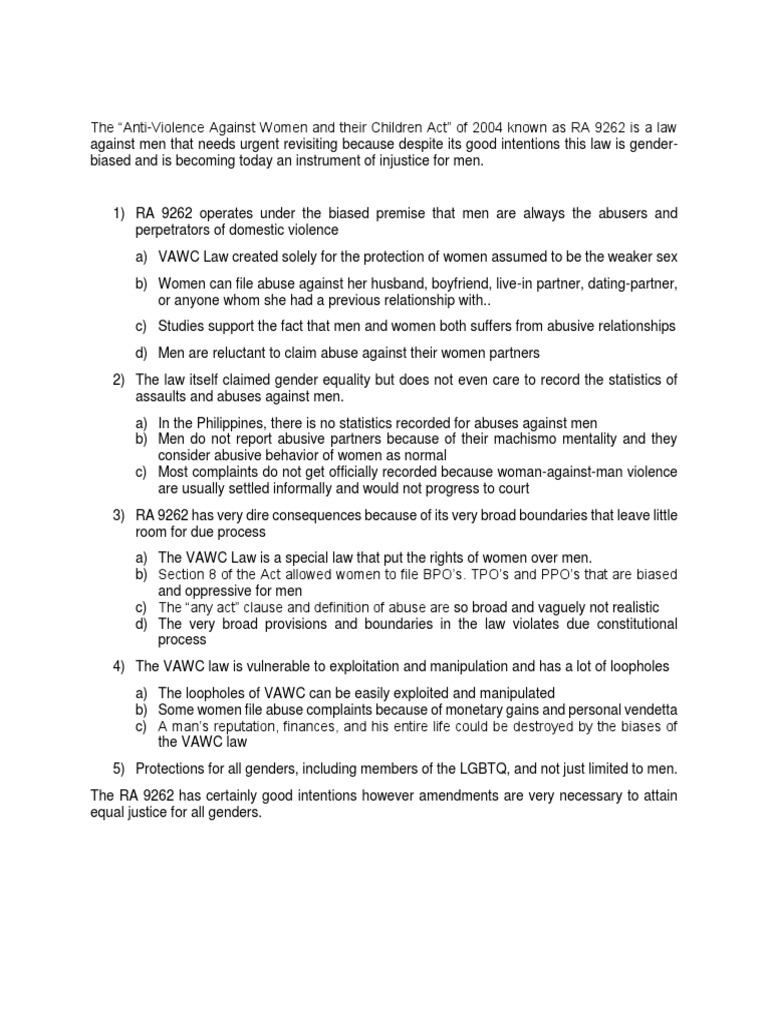 AVAWC | PDF | Domestic Violence | Machismo