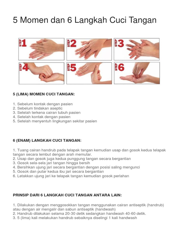5 Momen Dan 6 Langkah Cuci Tangan | PDF