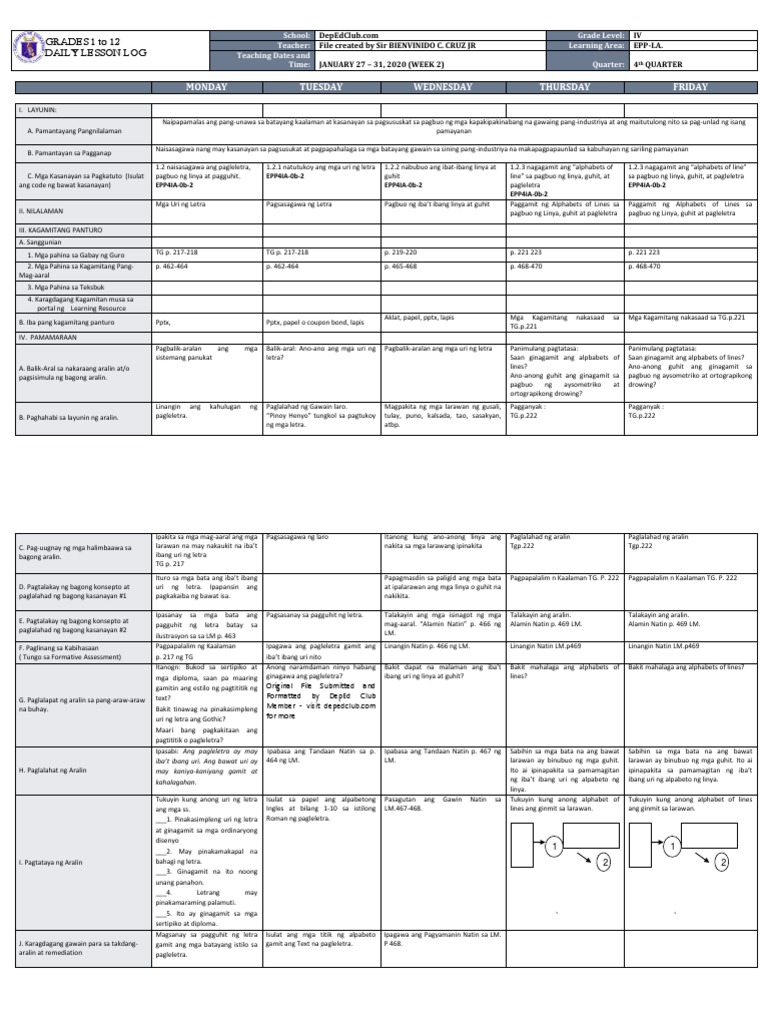 DLL - Epp 4 - Q4 - W2 | PDF