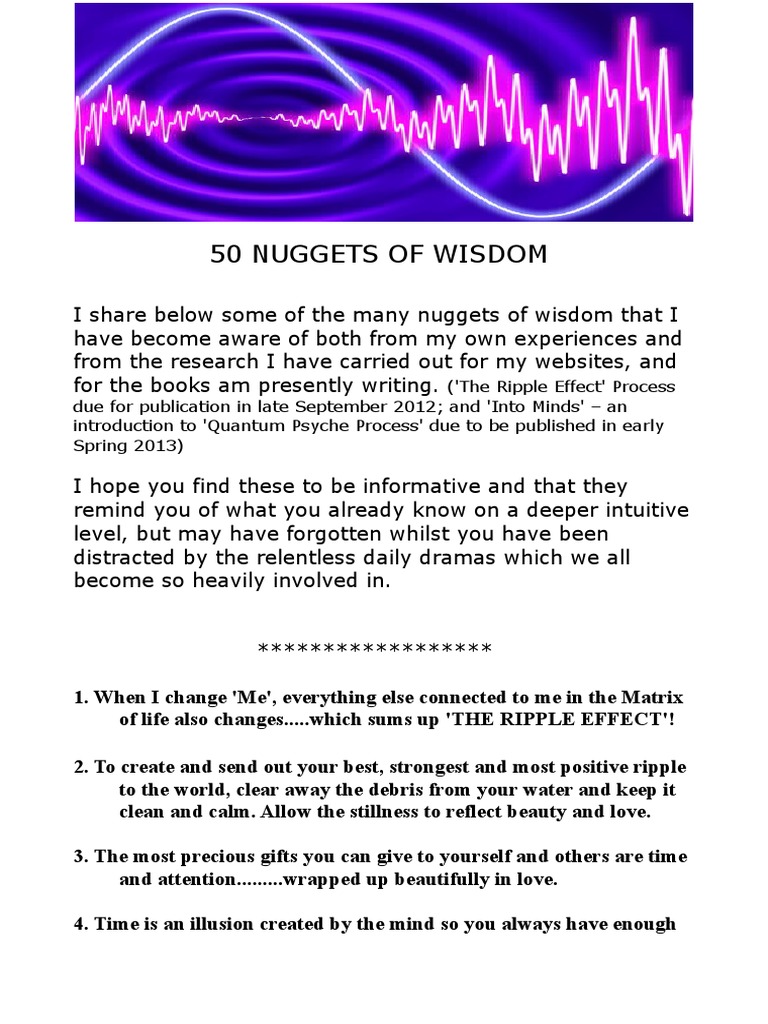 50-NUGGETS-OF-WISDOM - Unknown | PDF | Thought | Shame