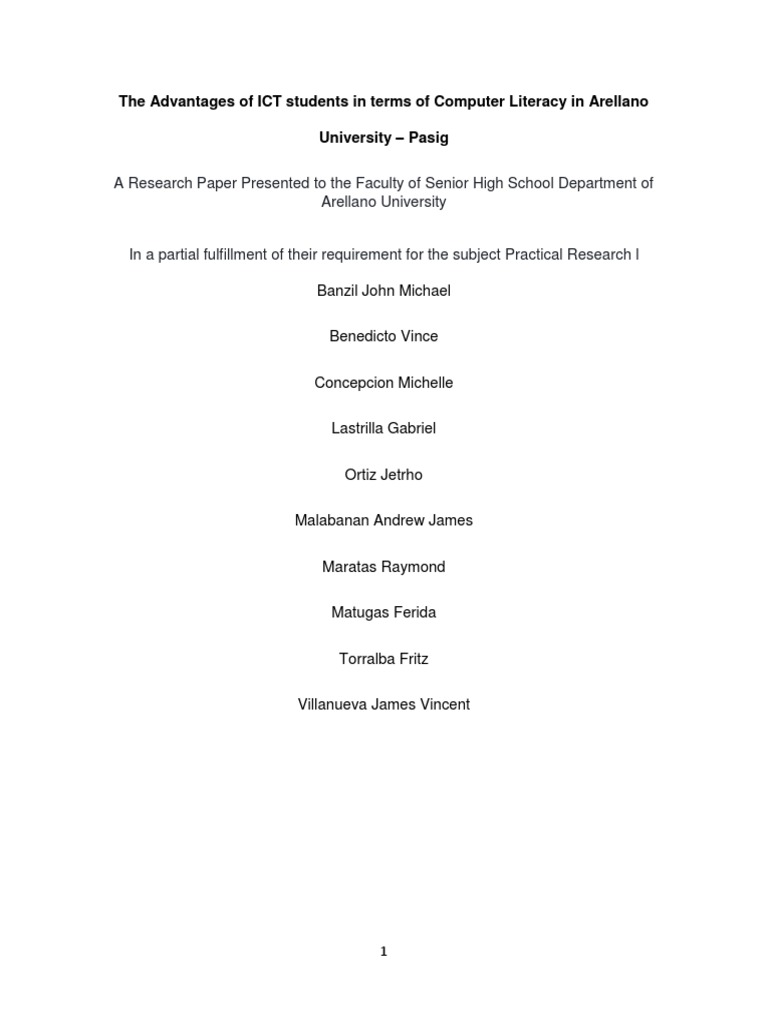 Benefits of Computer Literacy for Students | PDF | Educational ...