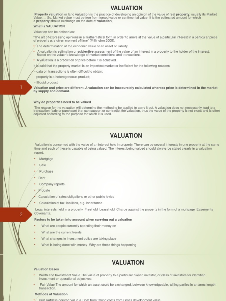 Valuation Notes 1 | Download Free PDF | Valuation (Finance) | Real ...