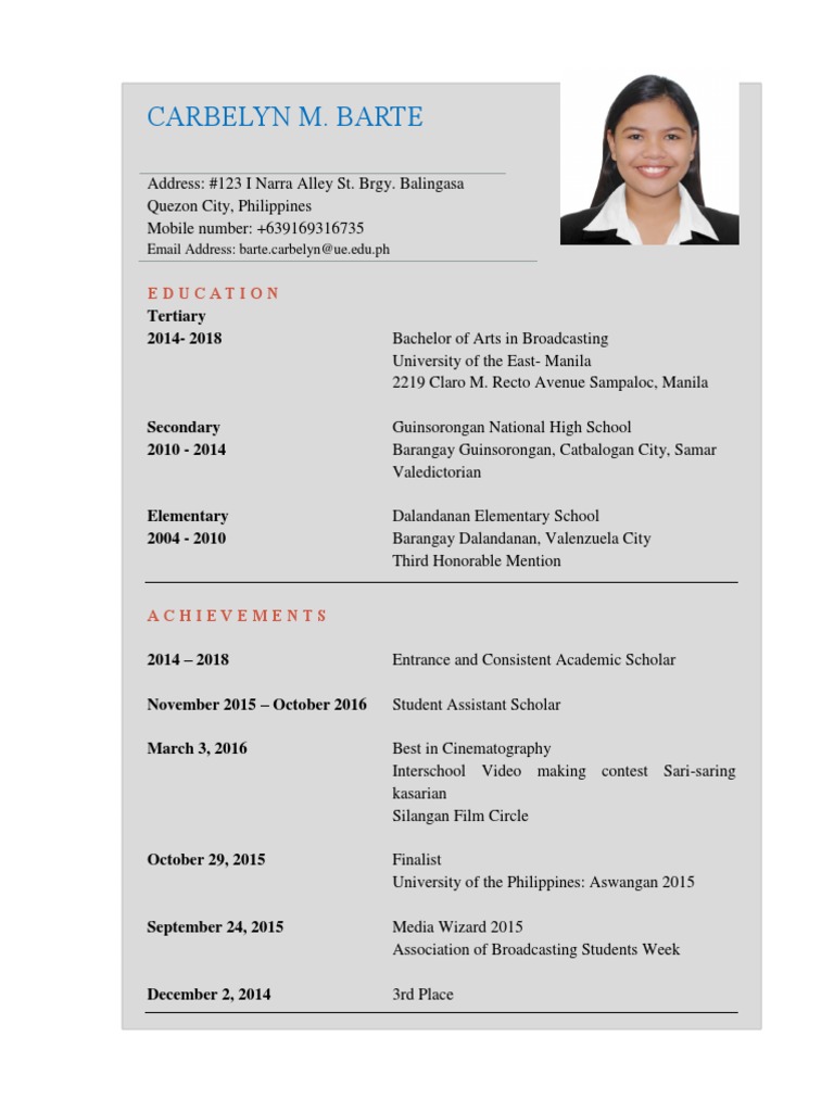 Sample CV Format For Research | PDF | Philippines | Mass Media