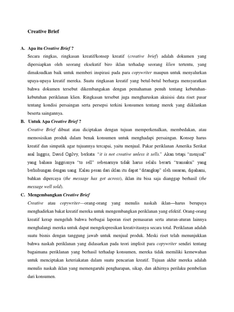 Contoh Creative Brief Bagus | PDF