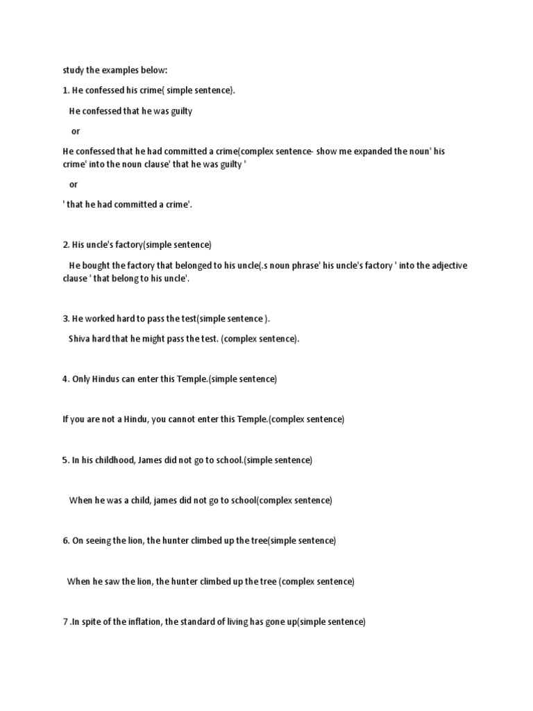 Transforming Simple Sentences into Complex Sentences: A Guide | PDF