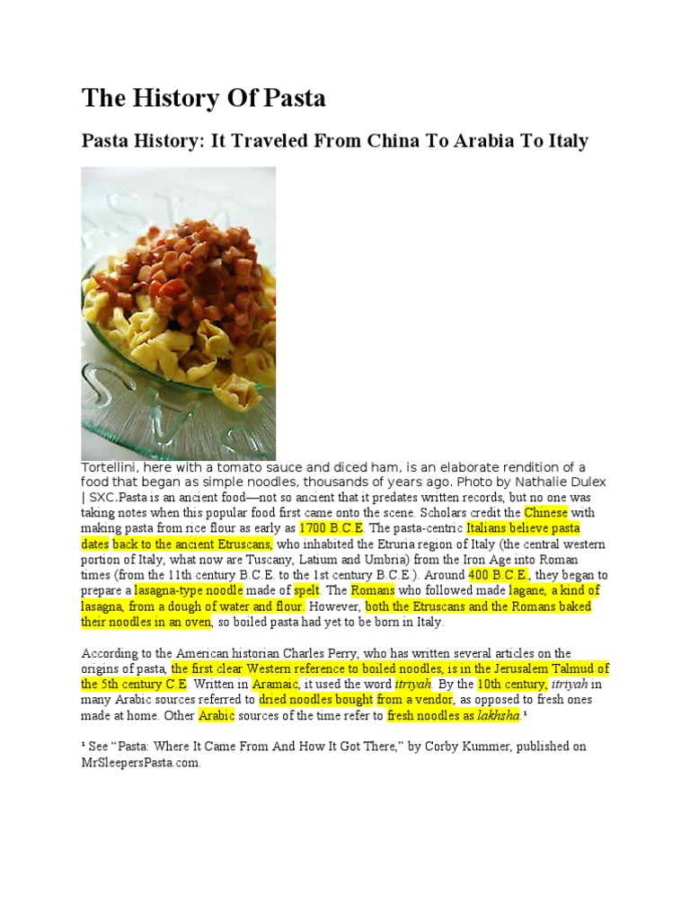 The History of Pasta - 2 | PDF | Spaghetti | Pasta