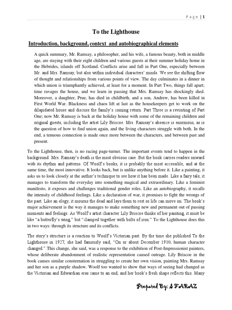 To the Lighthouse: Structure and Themes | PDF | To The Lighthouse ...