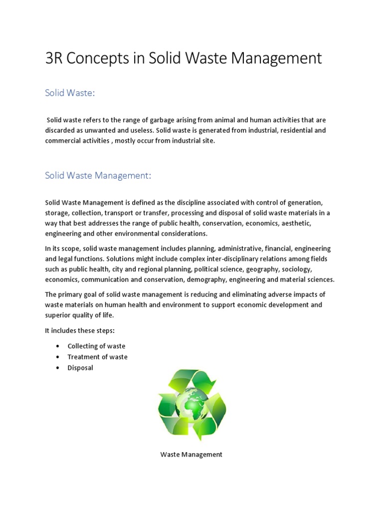 3R Concepts in Solid Waste Management | PDF | Municipal Solid Waste ...