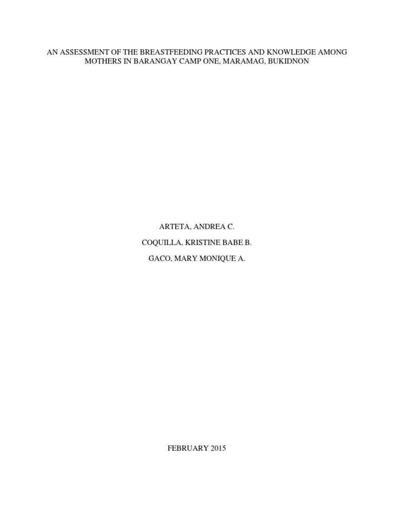 Breastfeeding Knowledge in Maramag Mothers | PDF | Breastfeeding ...