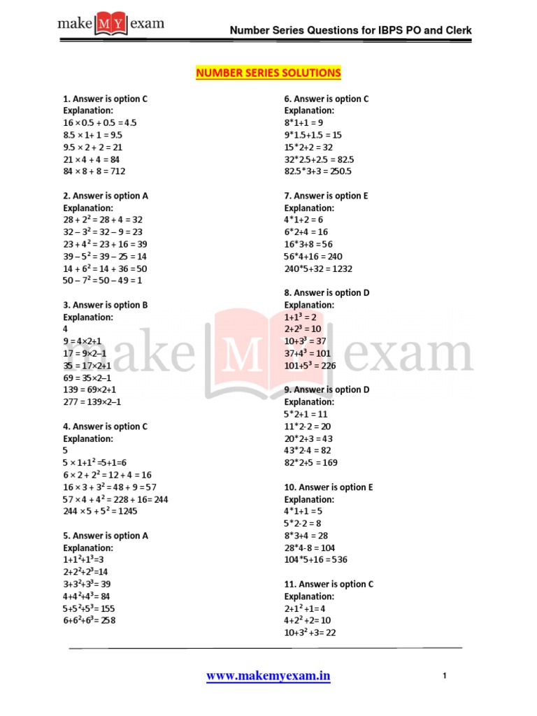 Number Series Solutions | Download Free PDF | Elementary Mathematics ...