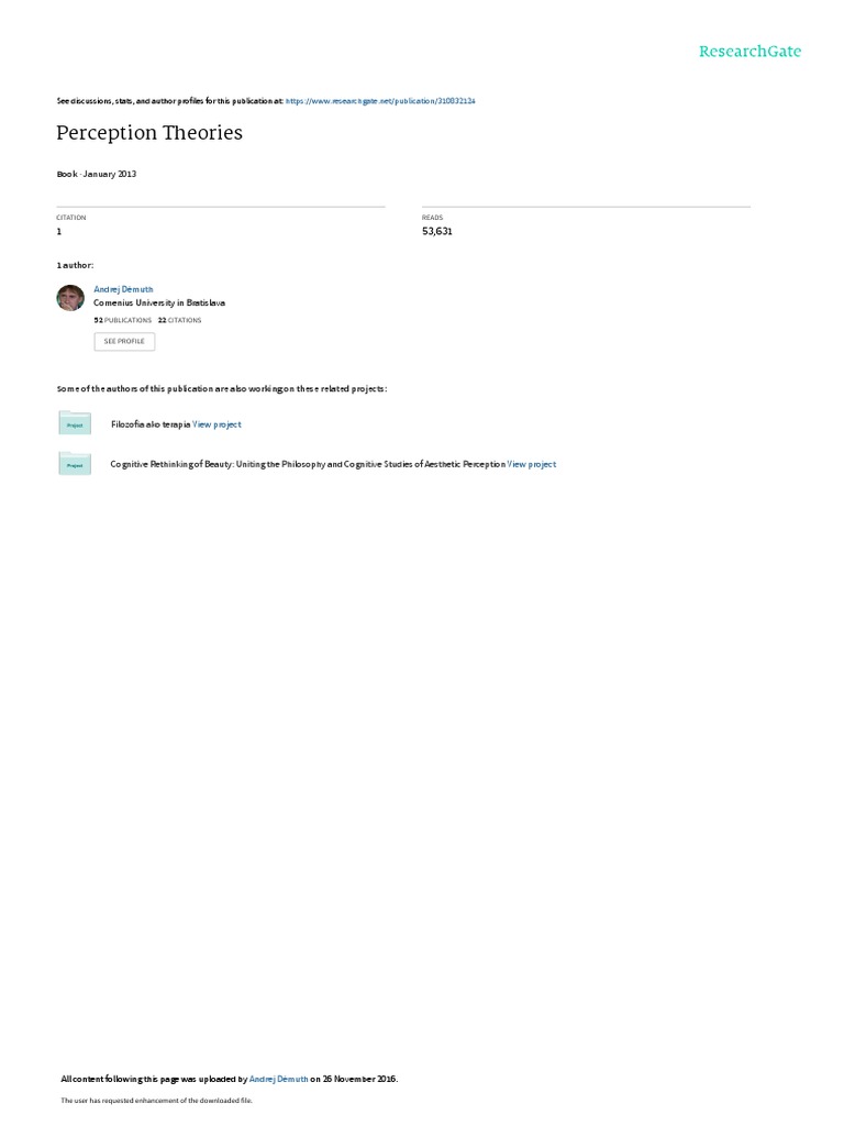 Demuth Perception Theories1.1 PDF | PDF | Internalism And Externalism ...