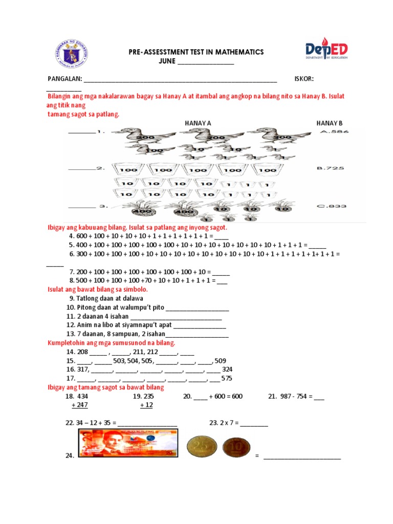 Pre Test Mathematics 2 Pdf