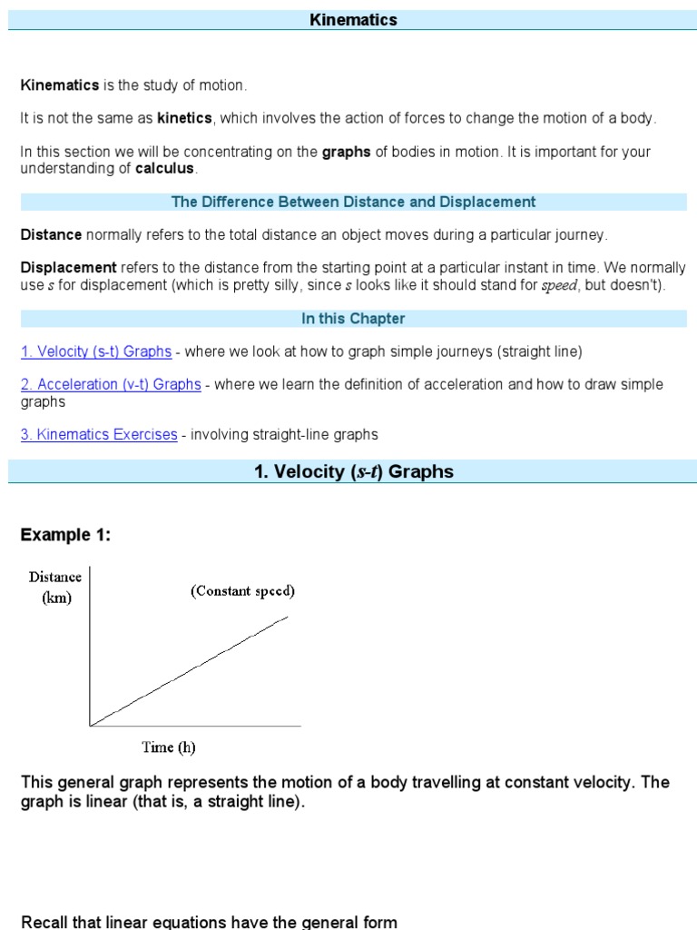 Kinematics: Graphs of Motion Analysis | PDF | Velocity | Acceleration