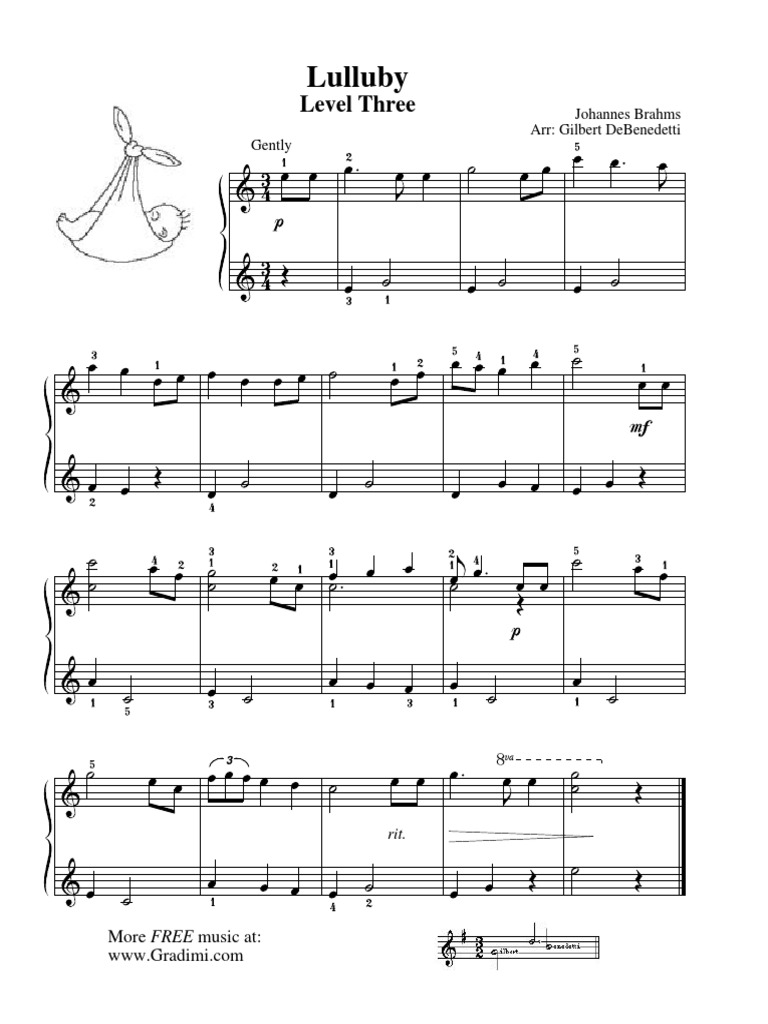 Brahms Lullaby Level Three Sheet Music | PDF