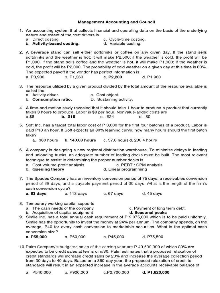MAS Questionnaire | PDF | Internal Rate Of Return | Net Present Value