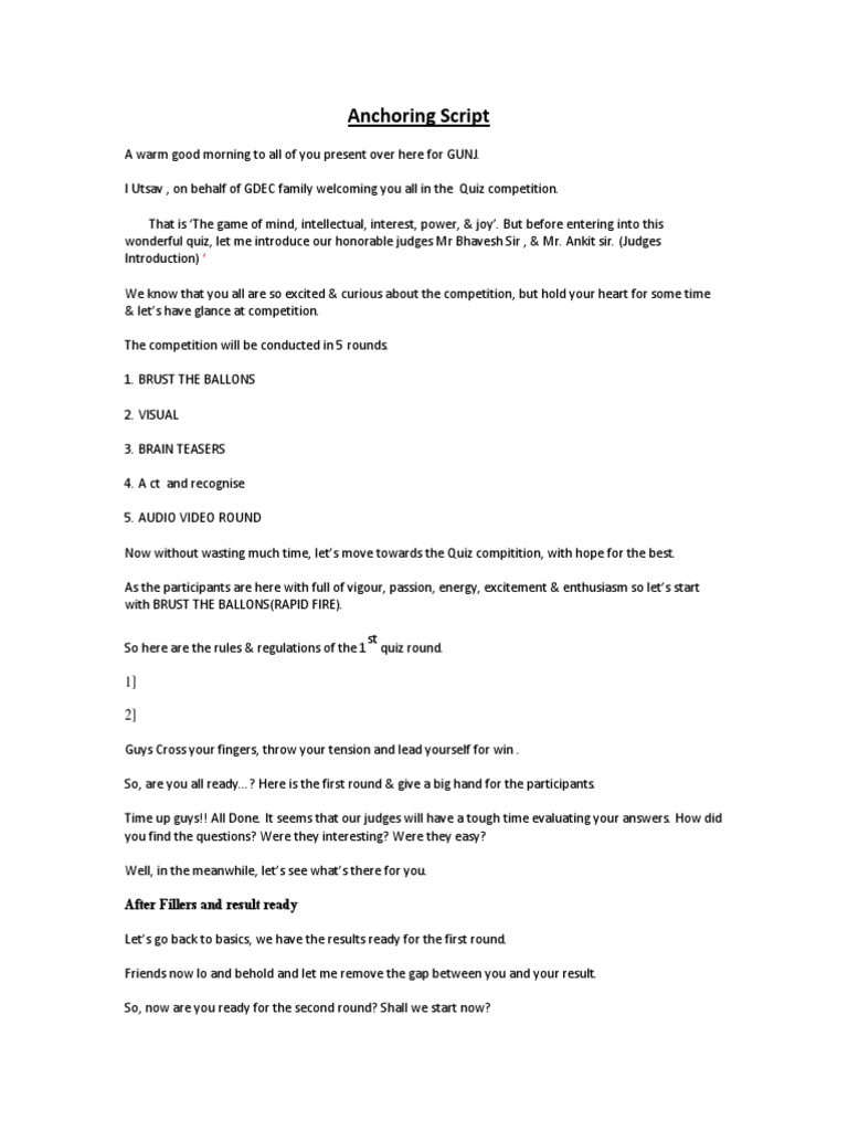 Anchoring Script | PDF | Question