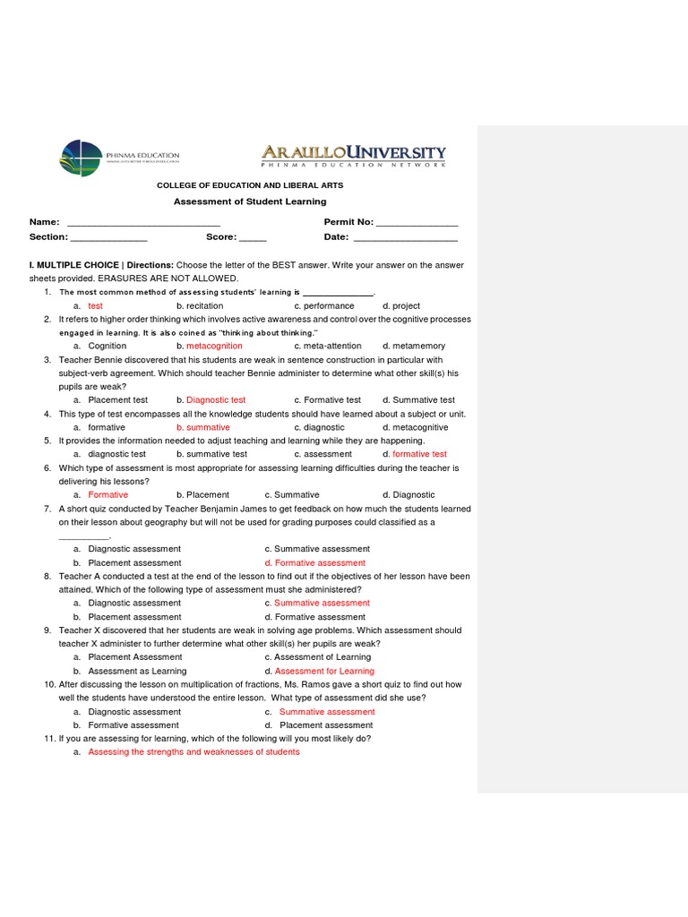 Assessment of Learning | Download Free PDF | Educational Assessment ...