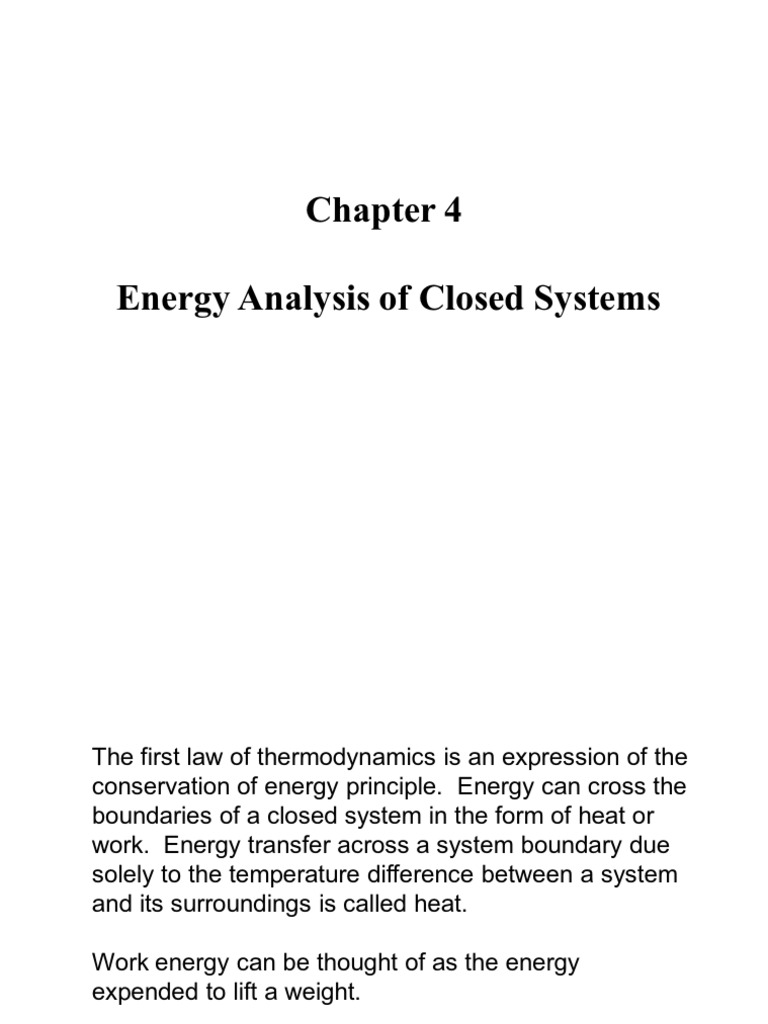 Thermo - Chapter 4 - Energy Analysis of Closed Systems | PDF | Enthalpy | Gases