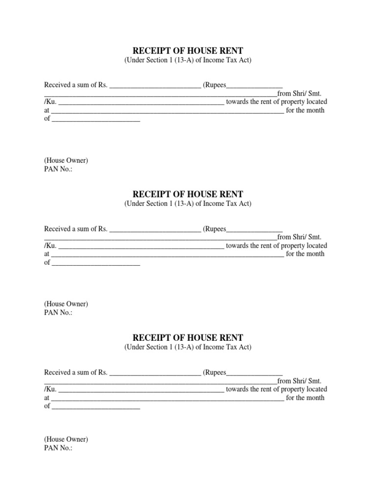 Receipt of House Rent | PDF
