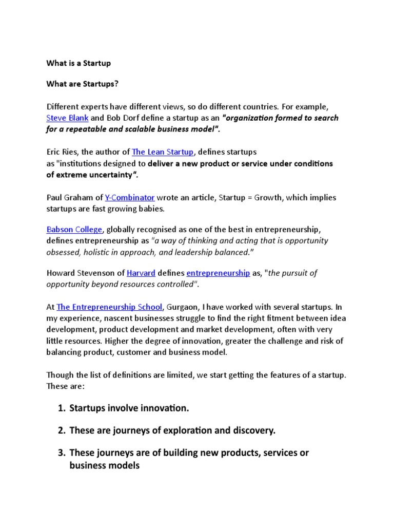 What Is A Startup | PDF | Startup Company | Small Business & Entrepreneurs
