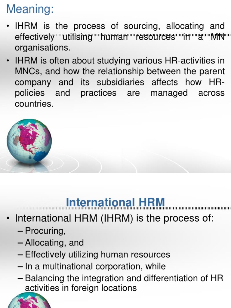 Chapter 1 - Introduction To Ihrm | PDF | Human Resource Management ...